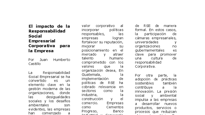 El impacto de la RSE en la competitividad empresarial en Guatemala ...