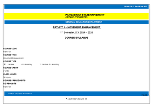 Pathfit 1 - REVIEWER - PATHFIT 1 PHYSICAL ACTIVITIES TOWARD HEALTH AND ...