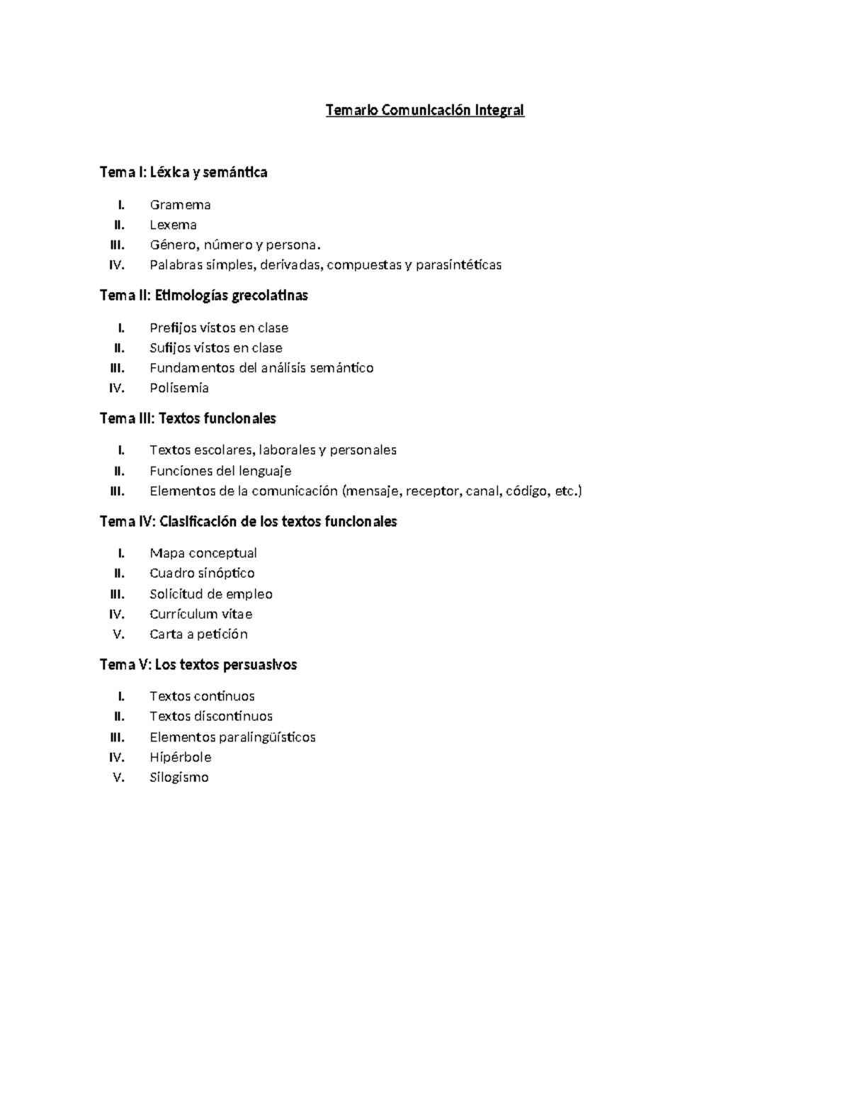 Temario Comunicación Integral - Temario Comunicación Integral Tema I ...