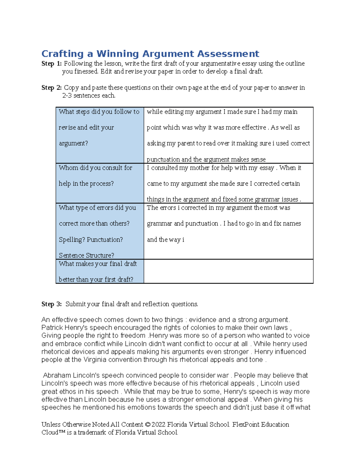 Copy of 4.06 Crafting a Winning Argument Assessment - Crafting a ...