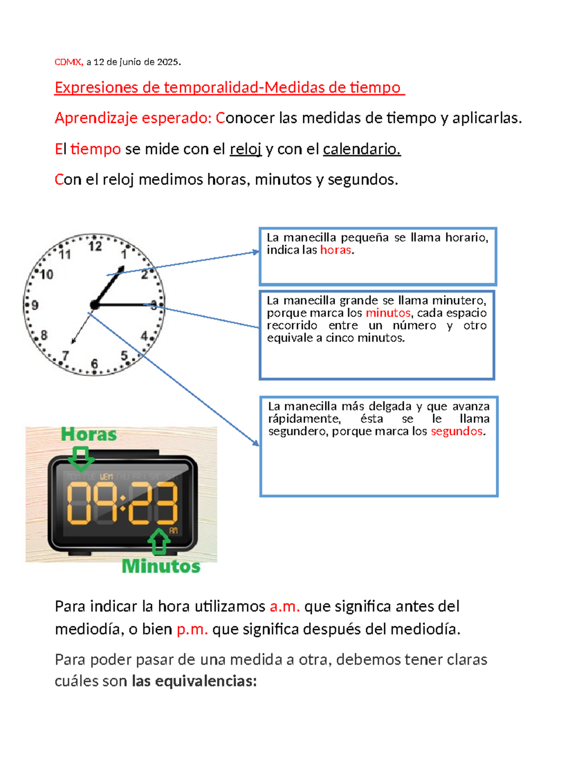 Clase: Expresiones de Temporalidad y Medidas de Tiempo - Studocu