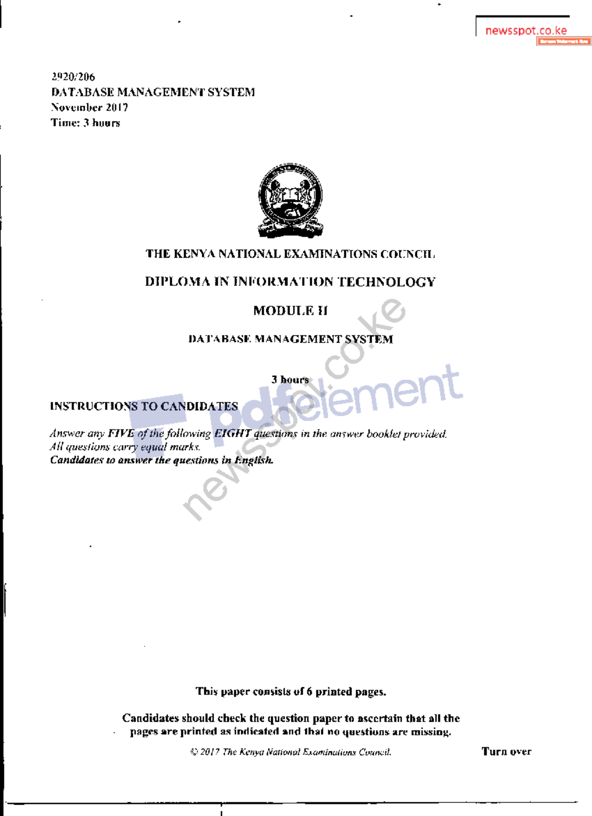 2017 nov-Copy-1 - revision materials - Information Technology - Studocu