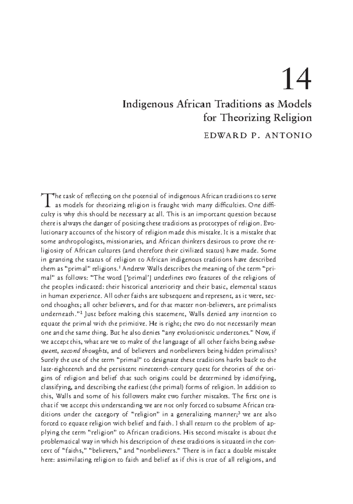 Indigenous African Traditions as Models for Theorizing Religion (REL ...