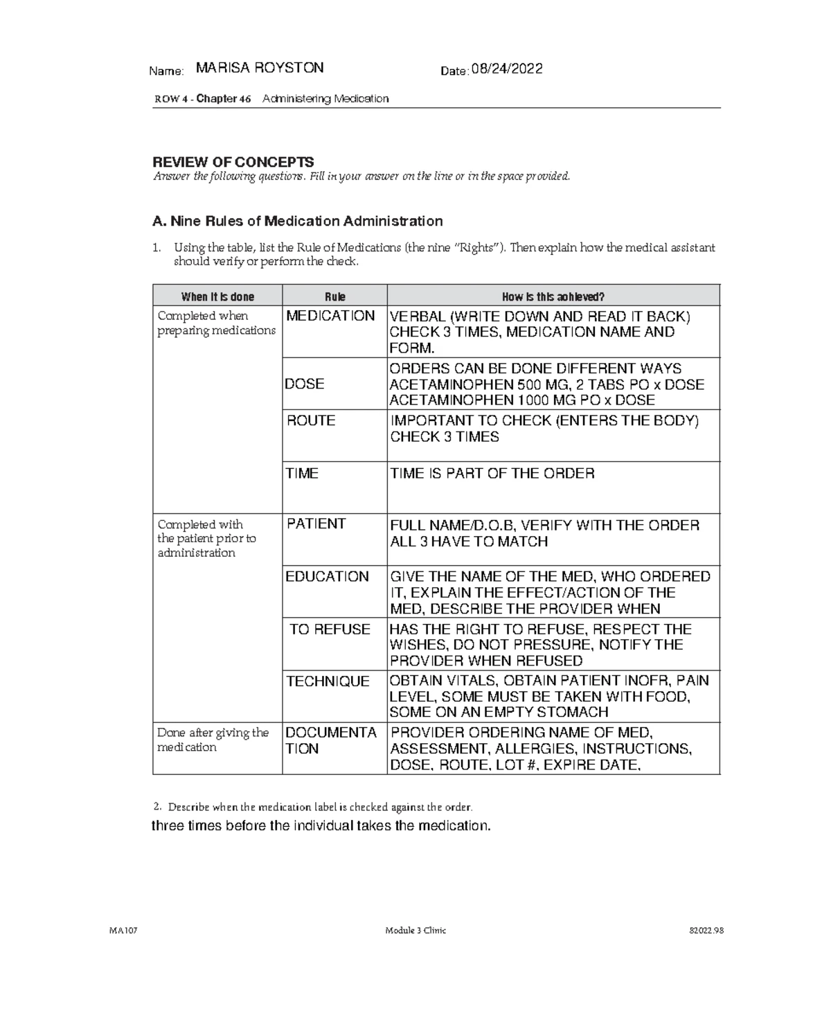 Finished MA115 ROW 2 Chapter 29 - ROW 2 - Chapter 2 9 Procedural Coding Basics MA115 Module 5 ...