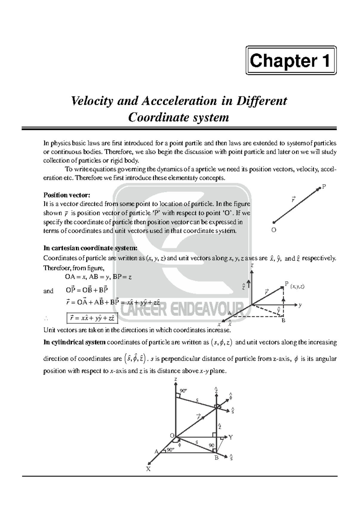 Velocity and Acceleration in Different Coordinate Systems - Chapter 1 ...