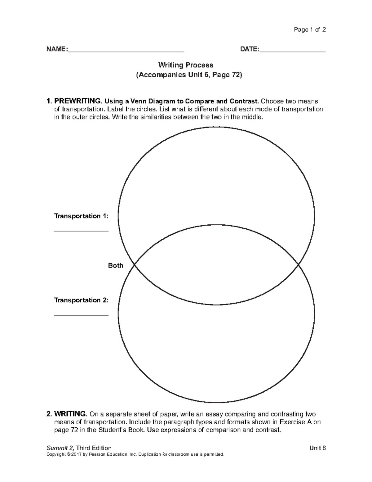 Su2 WP U06 - Writing Process: Compare & Contrast Essay Guide - Studocu