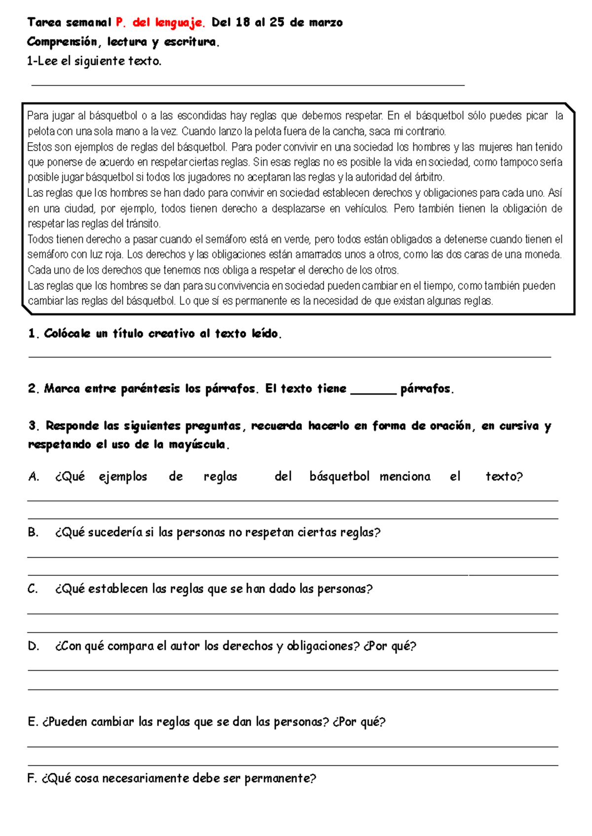 Tarea P. DEL Lenguaje - dfcdfcds - Tarea semanal P. del lenguaje. Del ...