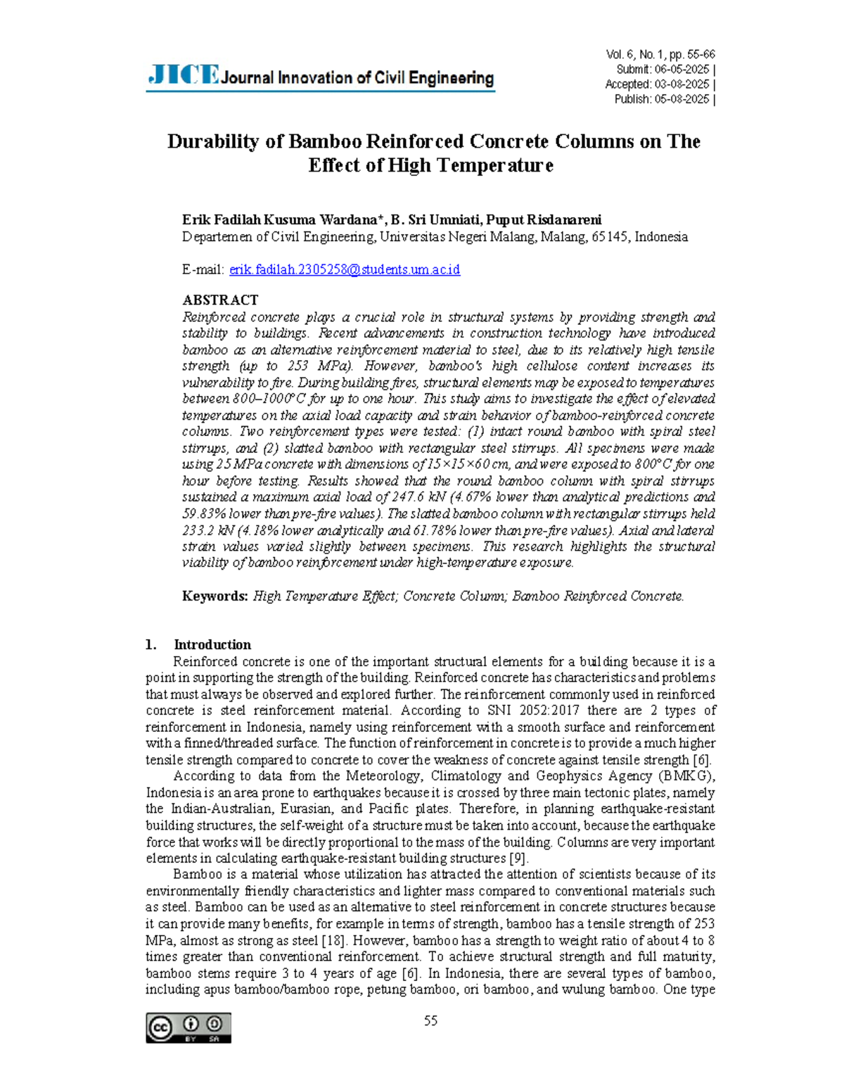 Durability of Bamboo Reinforced Concrete Columns Under High Temp: A ...