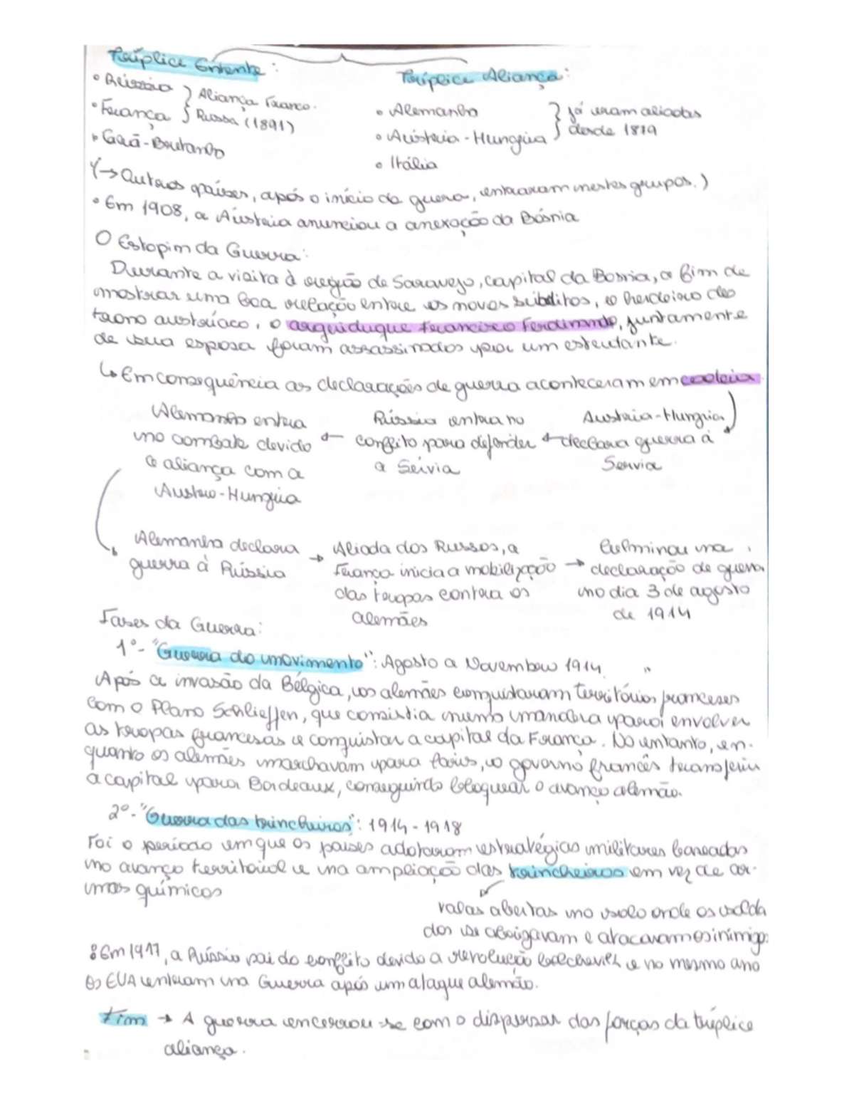 1GM - A Primeira Guerra Mundial: Análise da Triplice Aliança - Studocu