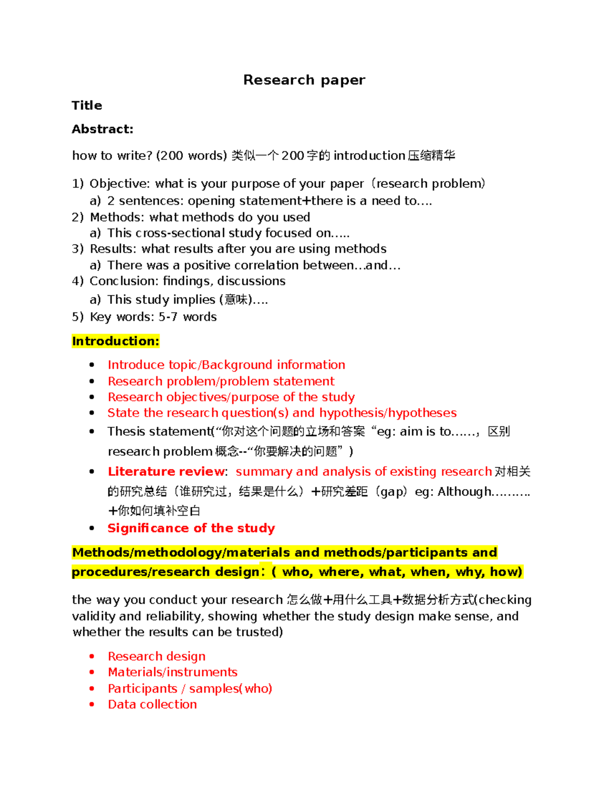 Research Paper Framework: How to Write an Effective Abstract - Studocu