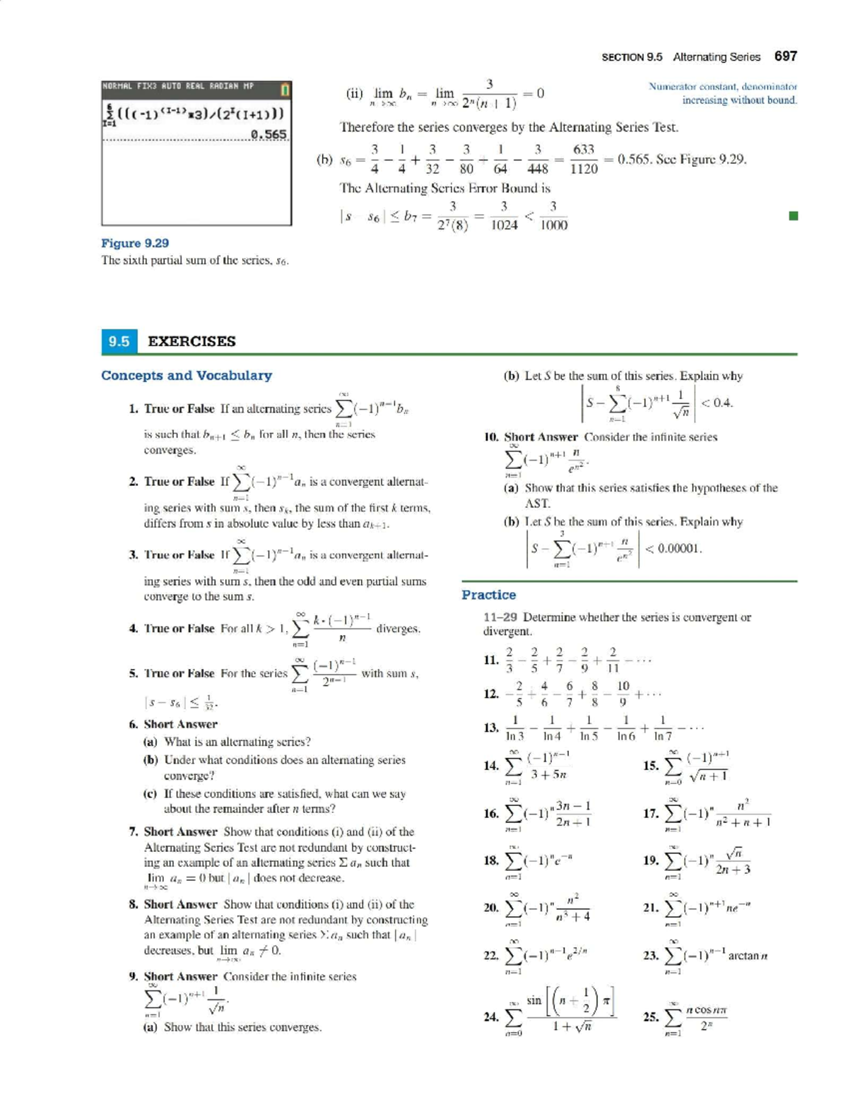 Alternating Series Concepts and Exercises - Section 9.5 (Page 697-698 ...