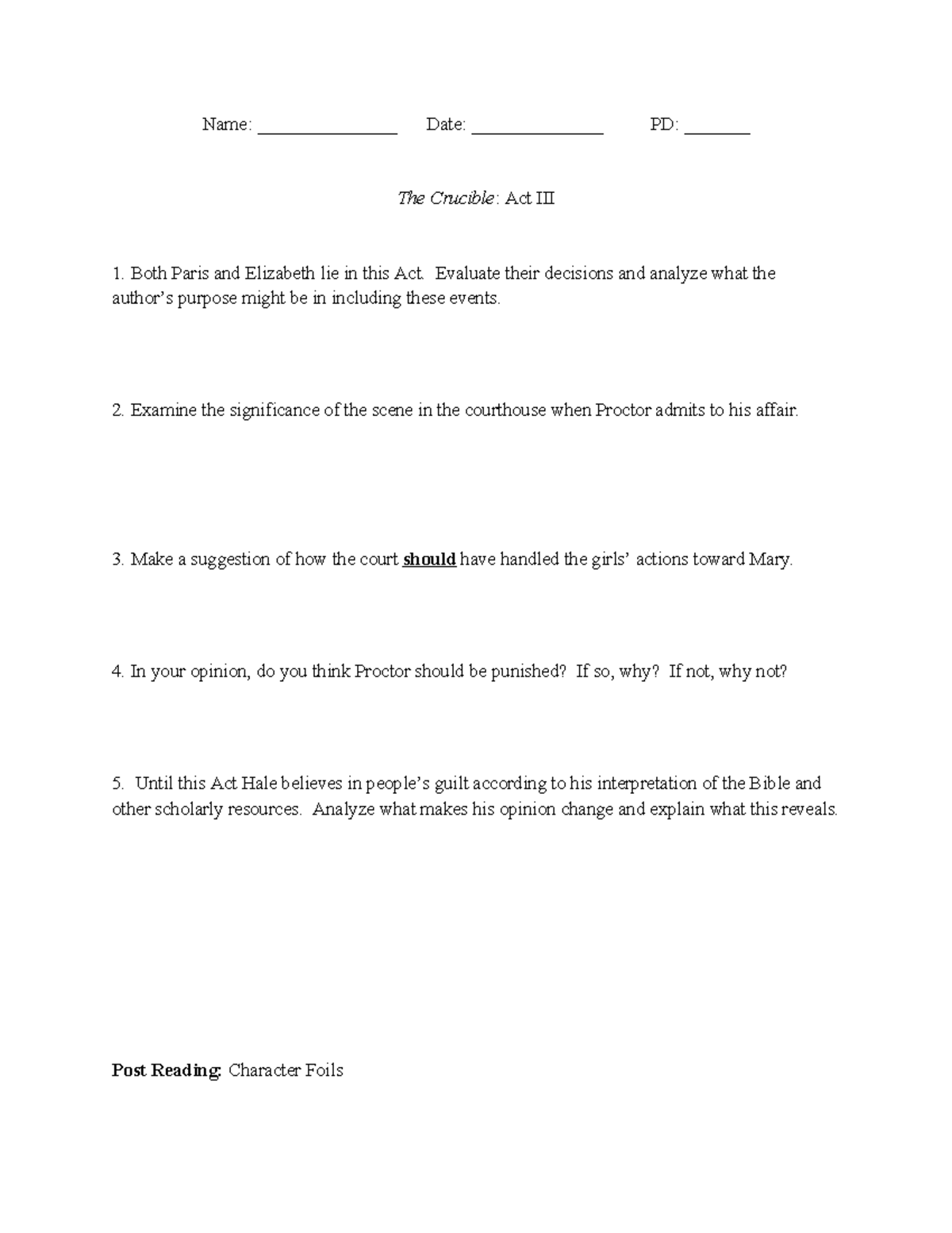 Crucible Act III - Name: _______________ Date: ______________ PD ...