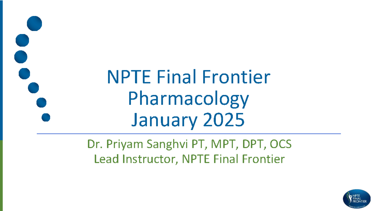 NPTE Final Frontier: Pharmacology Review for Cardiac Medications - Studocu