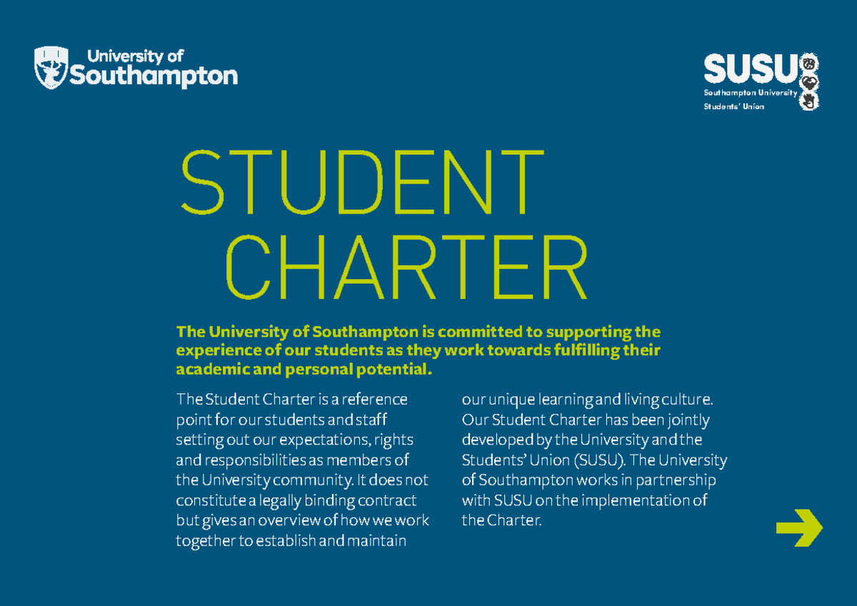 University of Southampton Student Charter Overview - Studocu