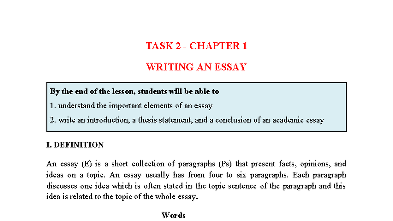 Writing 2 - Chapter 1: Crafting an Effective Essay (CLC - 2025) - Studocu
