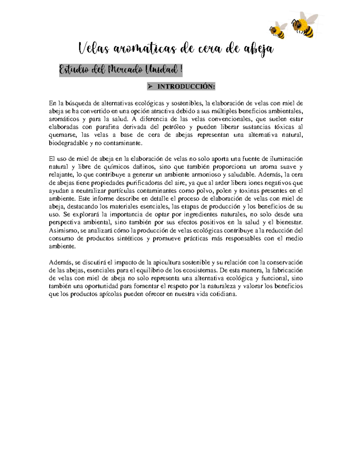 Proyecto Final: Producción de Velas Ecológicas con Miel de Abeja en ...