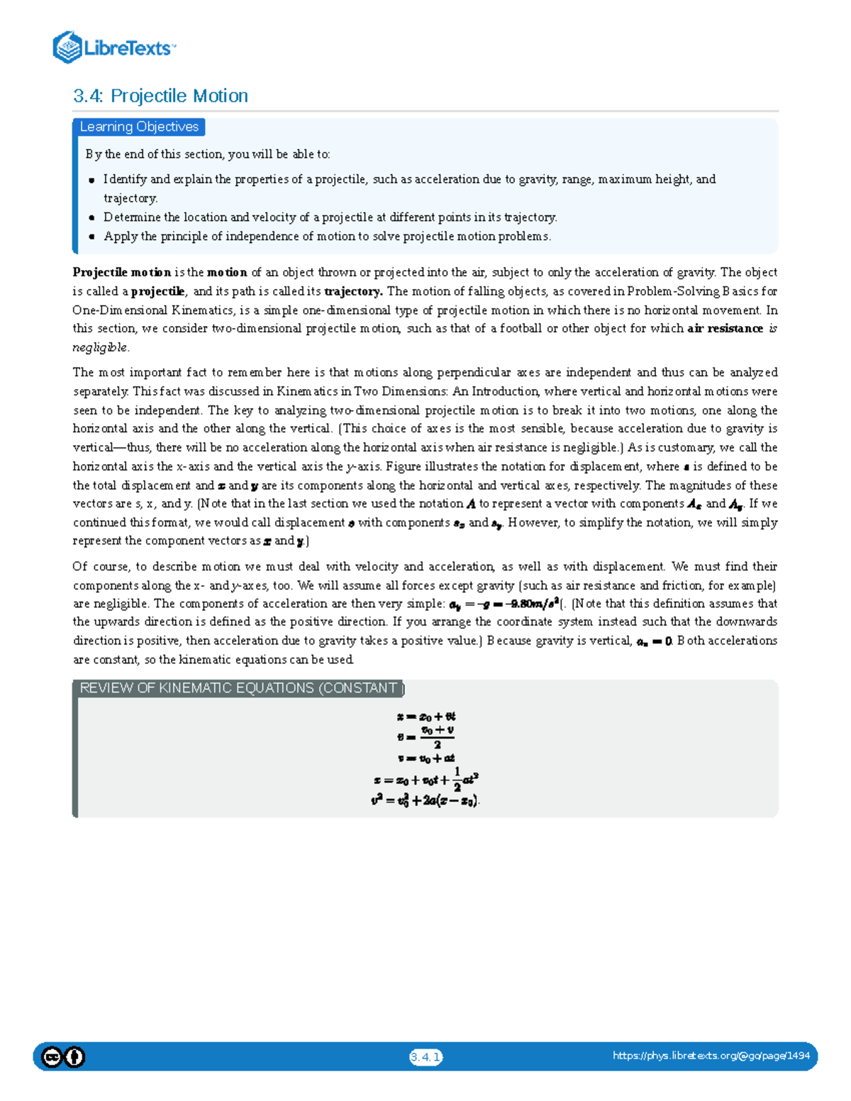 3.4: Mastering Projectile Motion Concepts and Applications - Studocu