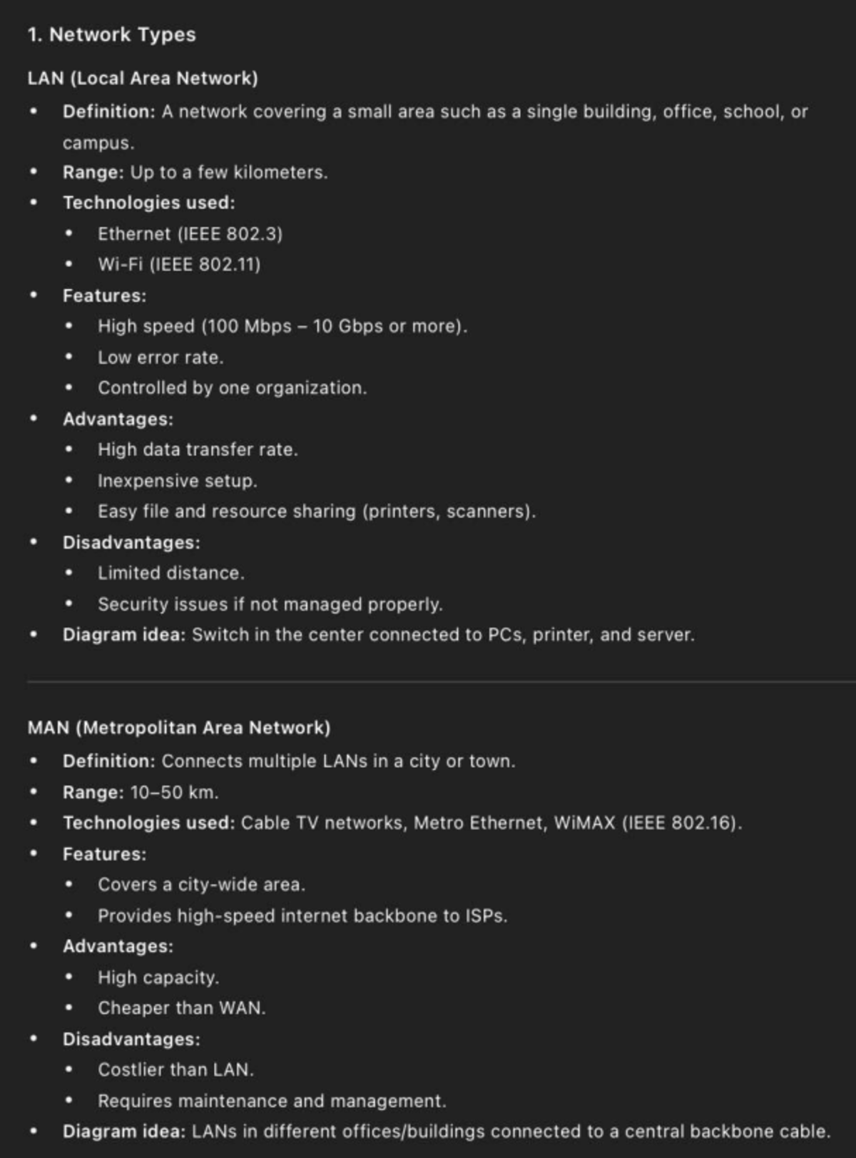 Unit 1 CN: Summary of Network Types and Switching Concepts - Studocu