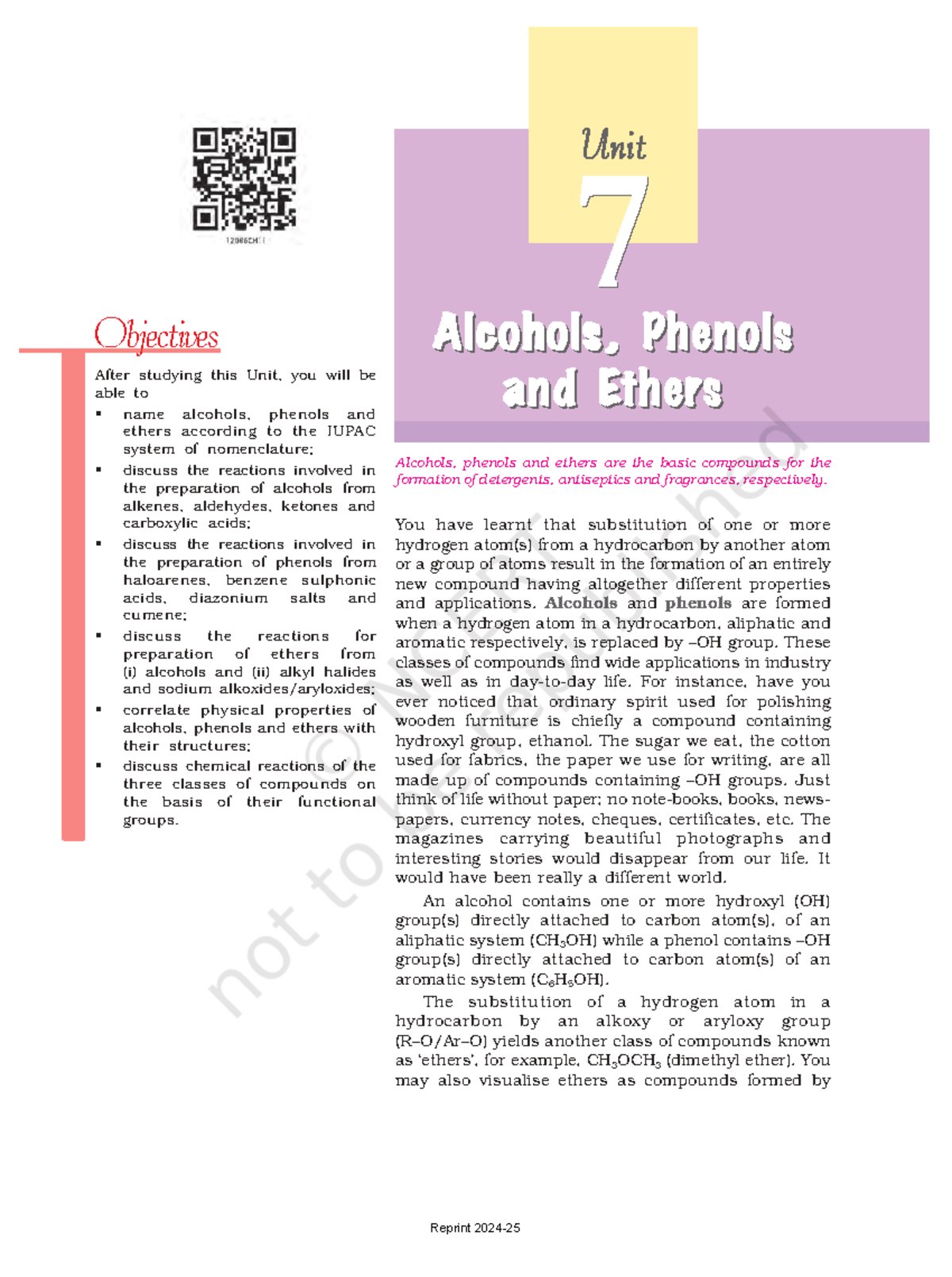 Unit 7: IUPAC Nomenclature and Reactions of Alcohols, Phenols, and ...