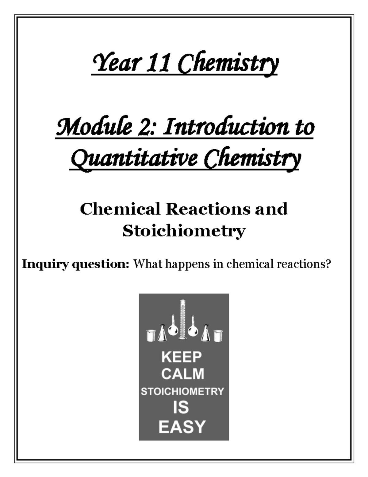 CH11 M2: Quantitative Chemistry & Stoichiometry Worksheets - Studocu