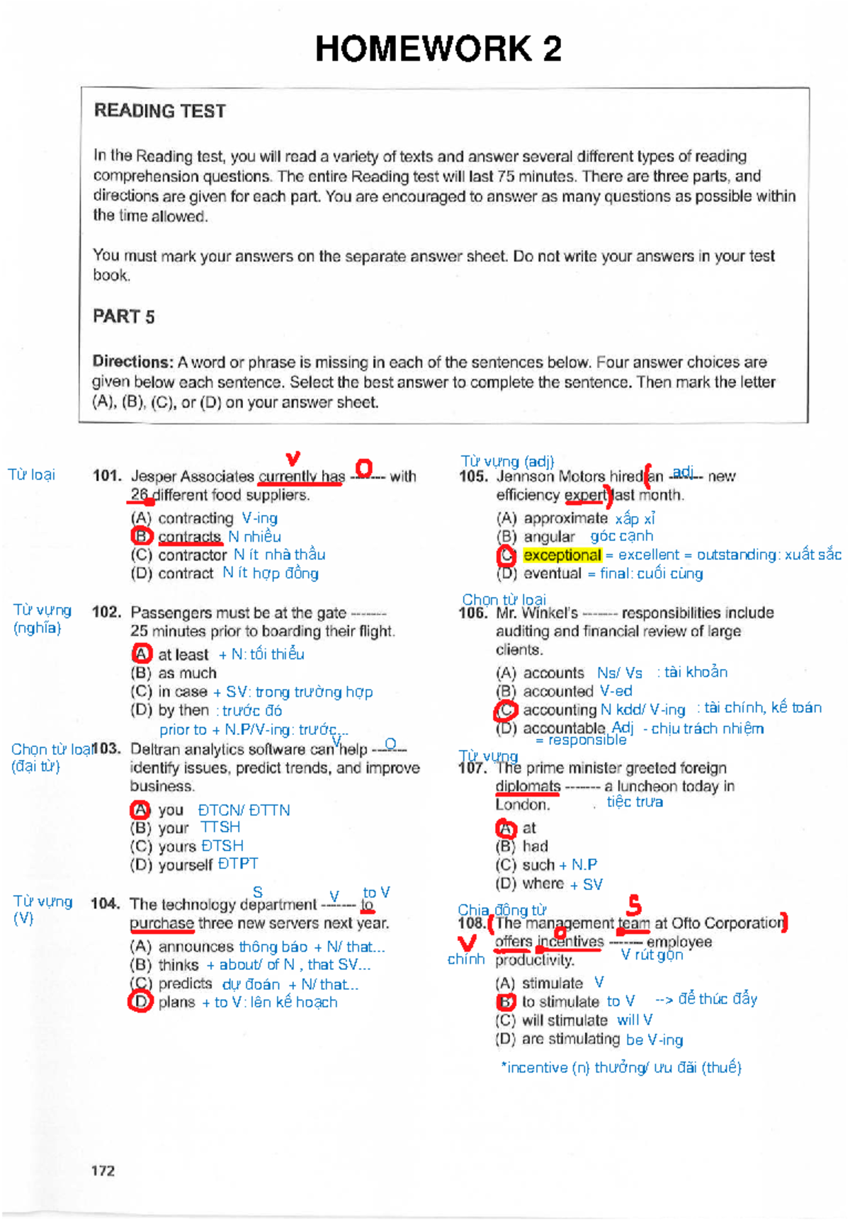 HOMEWORK 2 READING TEST - Practice 2 Review - Studocu