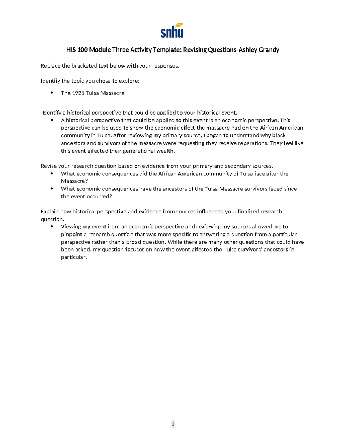 Module three- Revsing Questions - HIS 100 Module Three Activity ...