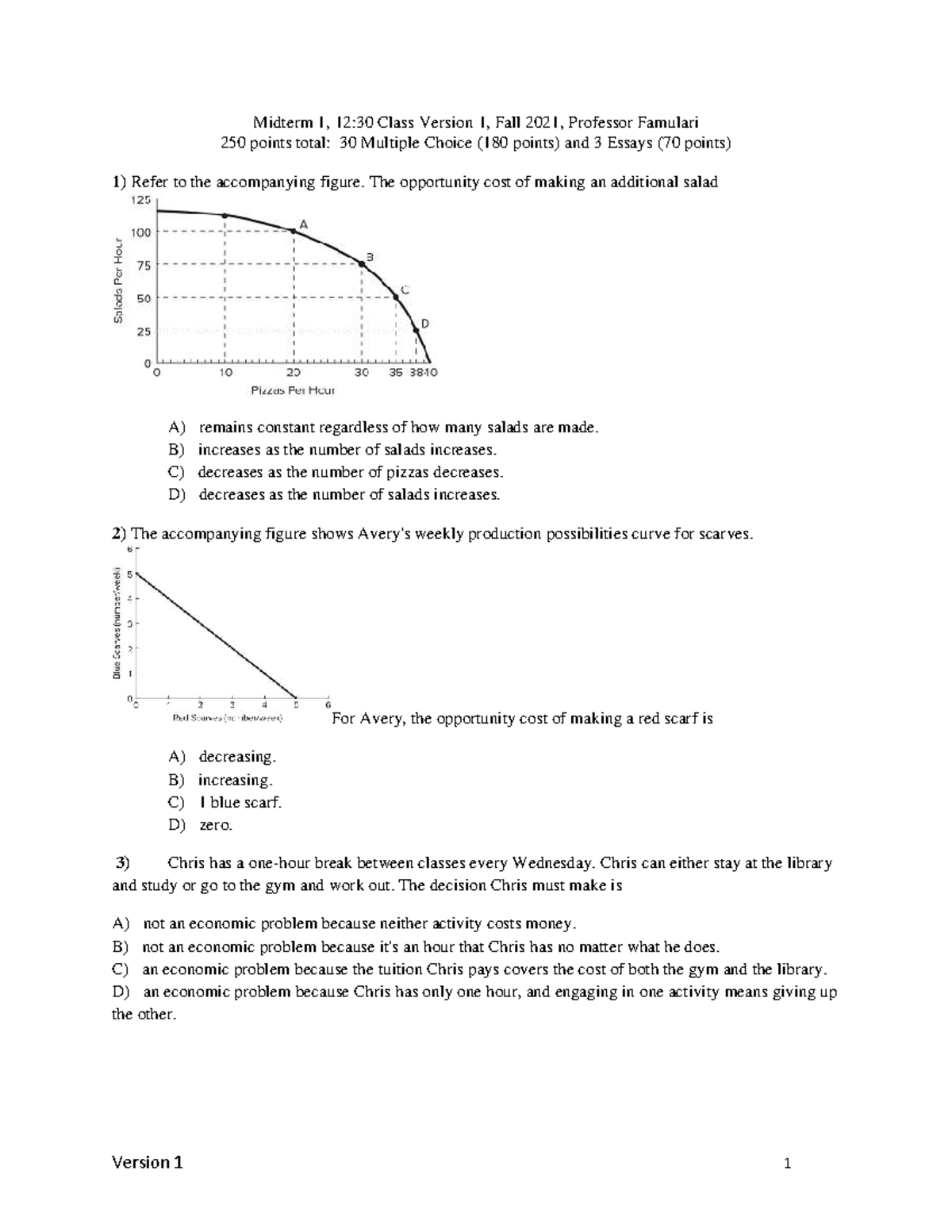 Midterm 1, 12:30 Class Version 1, Fall 2021 - MC Questions Only - Studocu
