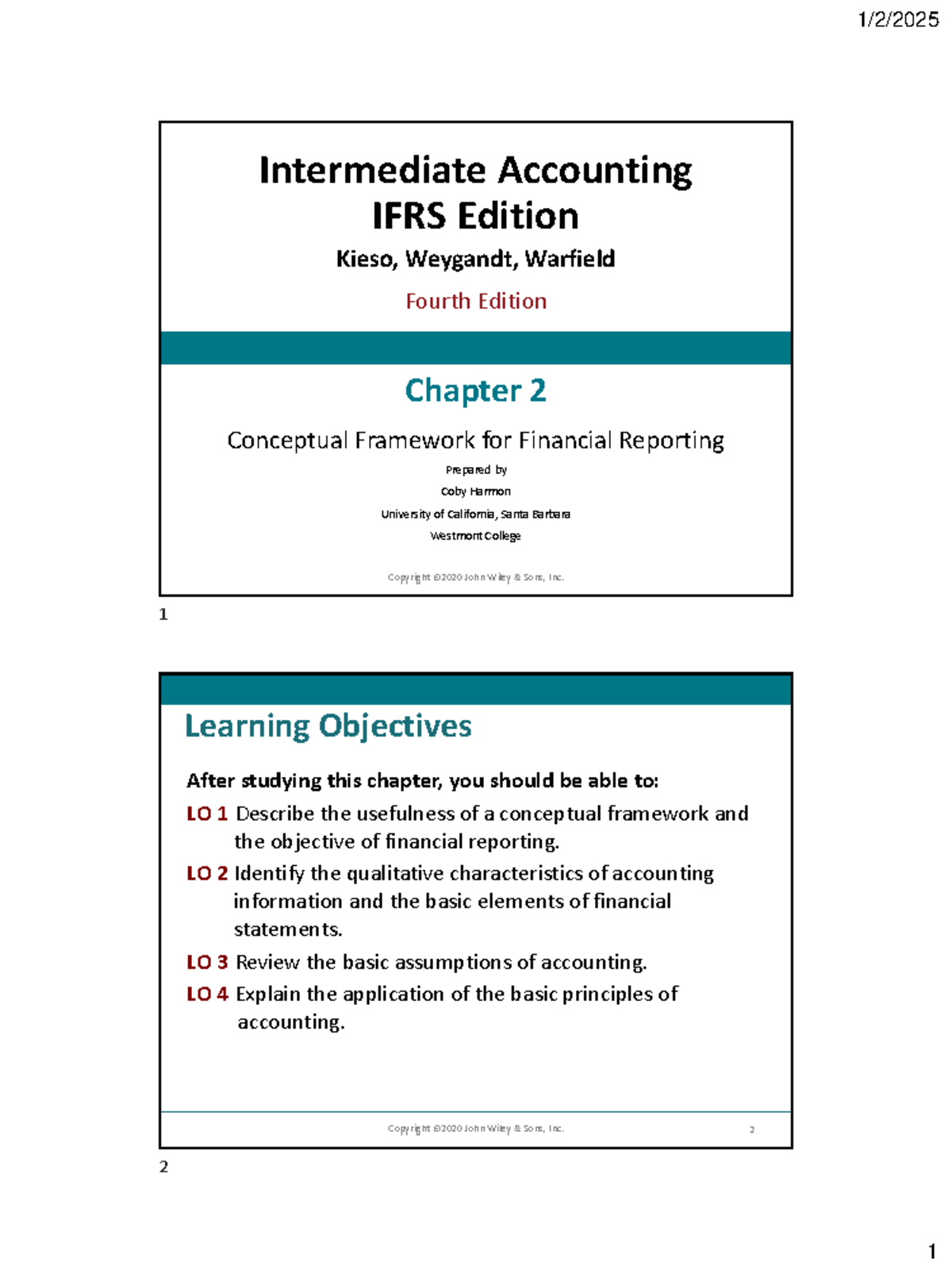 Ch02 Kieso IFRS4 Lecture: Conceptual Framework for Financial Reporting ...