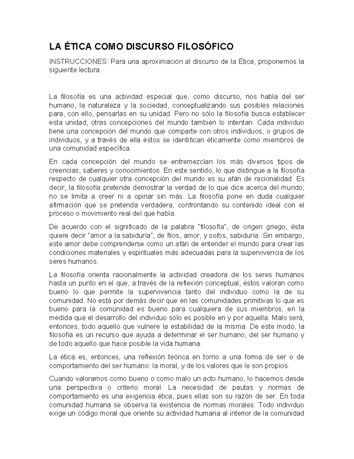 LA ÉTICA COMO DISCURSO FILOSÓFICO - ANÁLISIS Y REFLEXIONES - Studocu