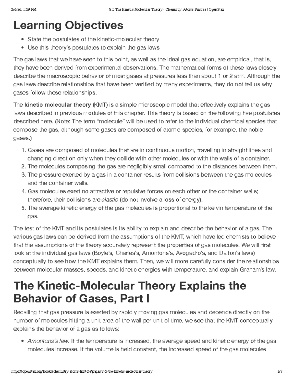 KMT and Gas Laws: Lecture Notes - Studocu