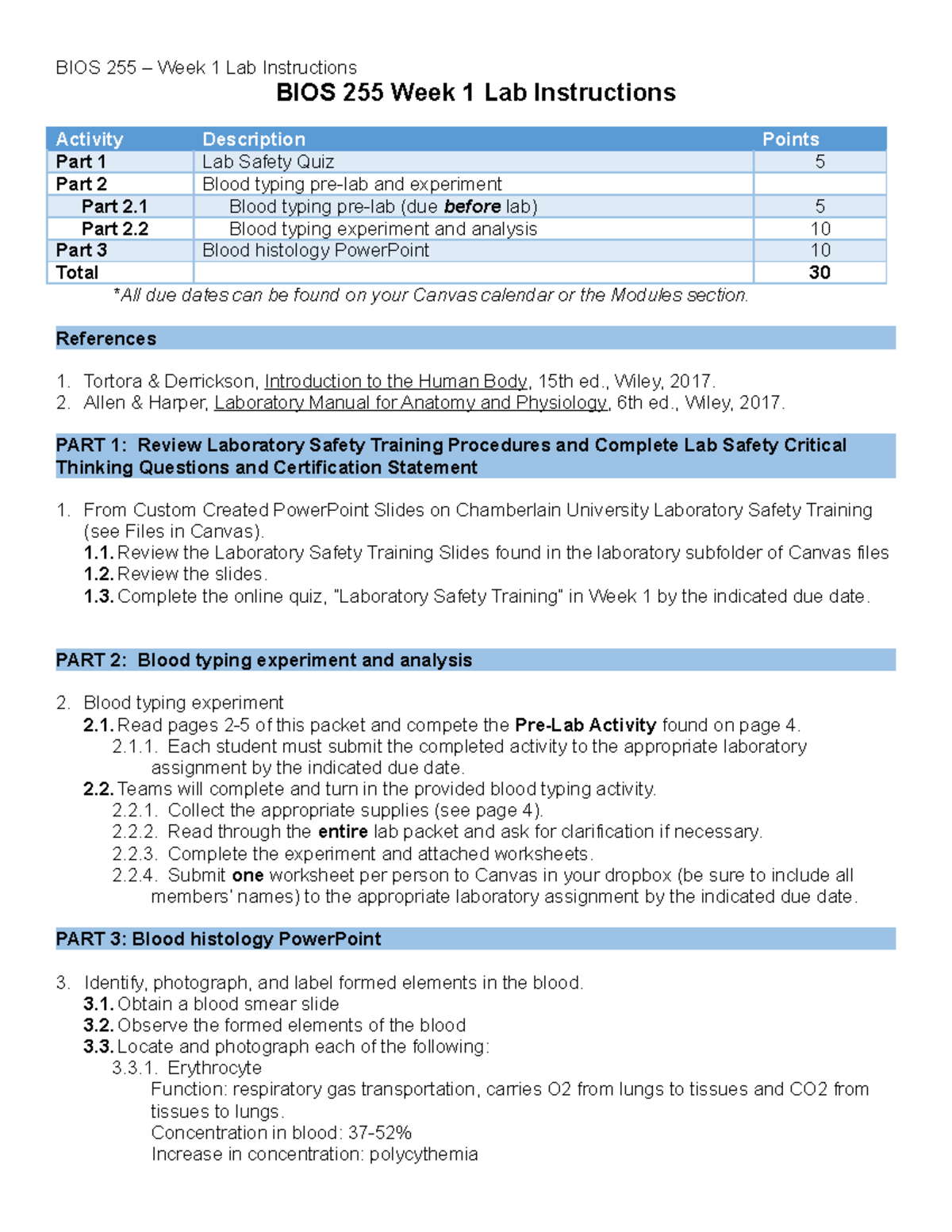 BIOS 255 Week 1 Lab - BLOOD LAB - BIOS 255 Week 1 Lab Instructions ...
