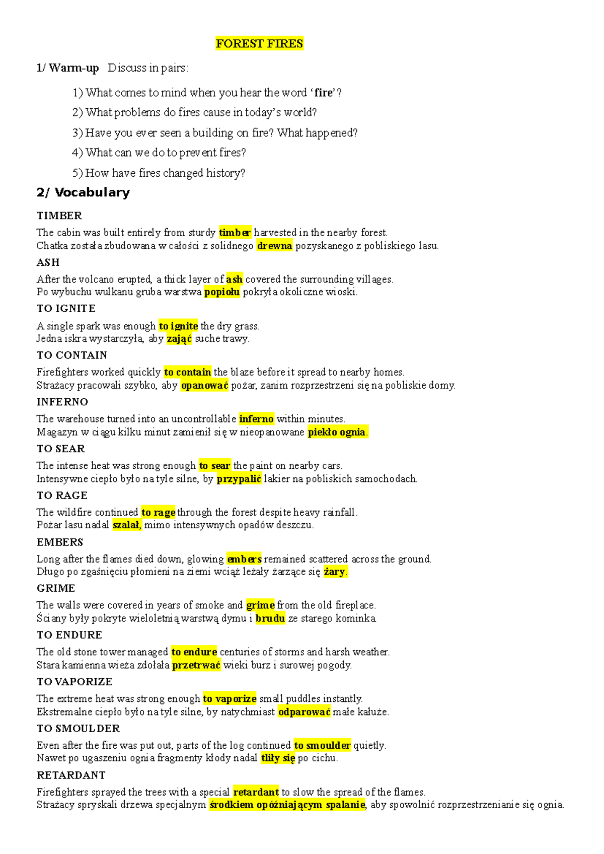 SB Forest Fires Discussion & Vocabulary Notes - Studocu