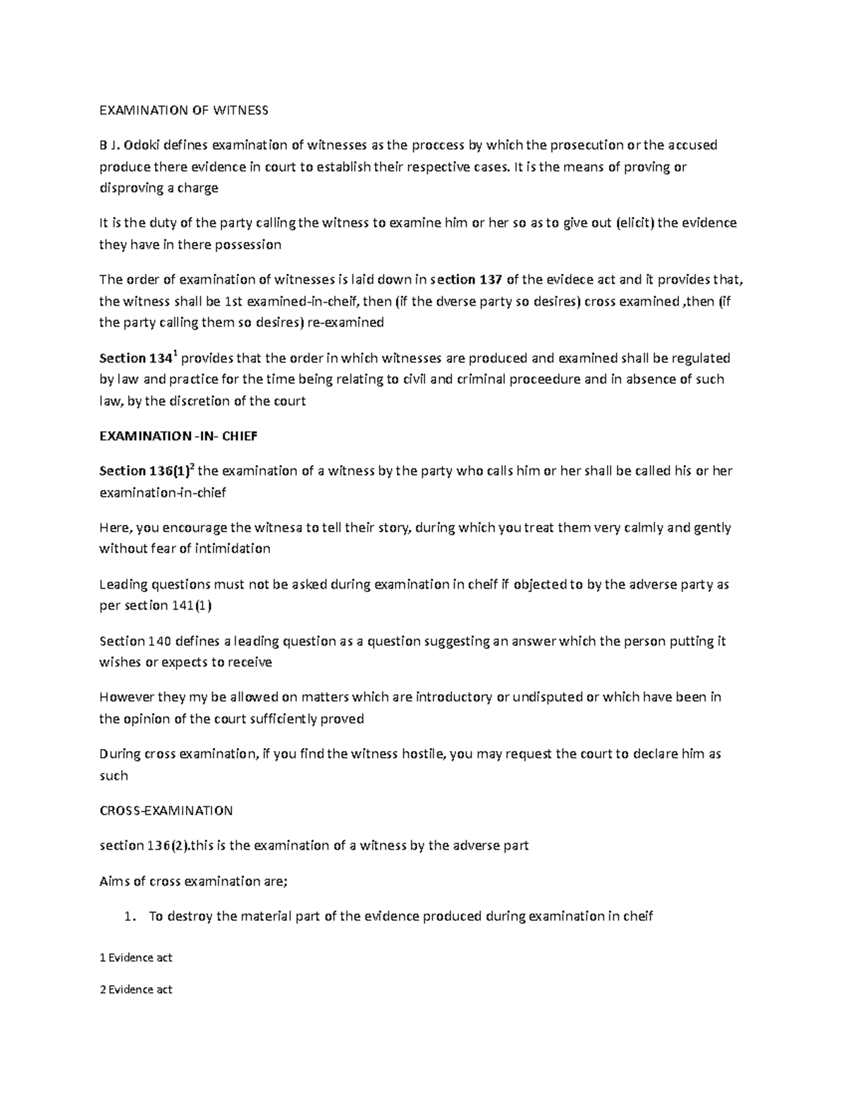 Examining Witnesses: Key Stages and Legal Provisions Explained - Studocu