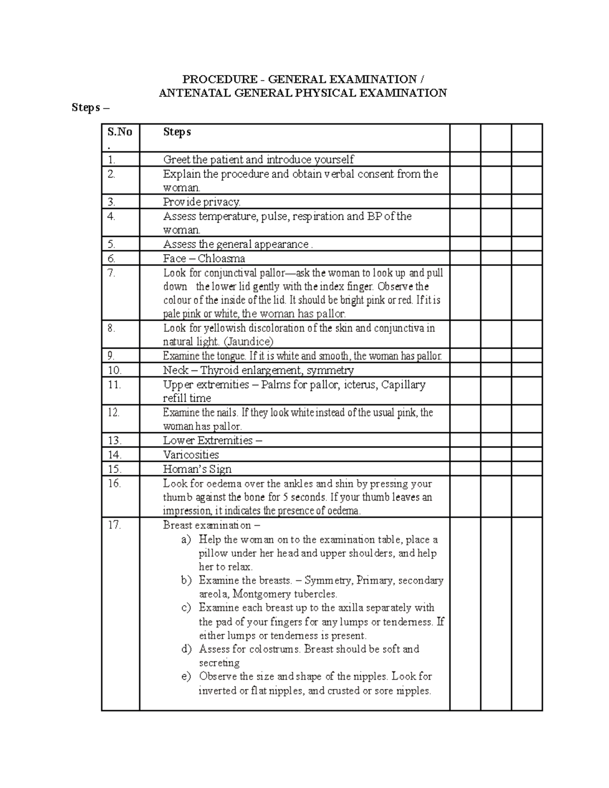 General Physical examination - PROCEDURE - GENERAL EXAMINATION ...