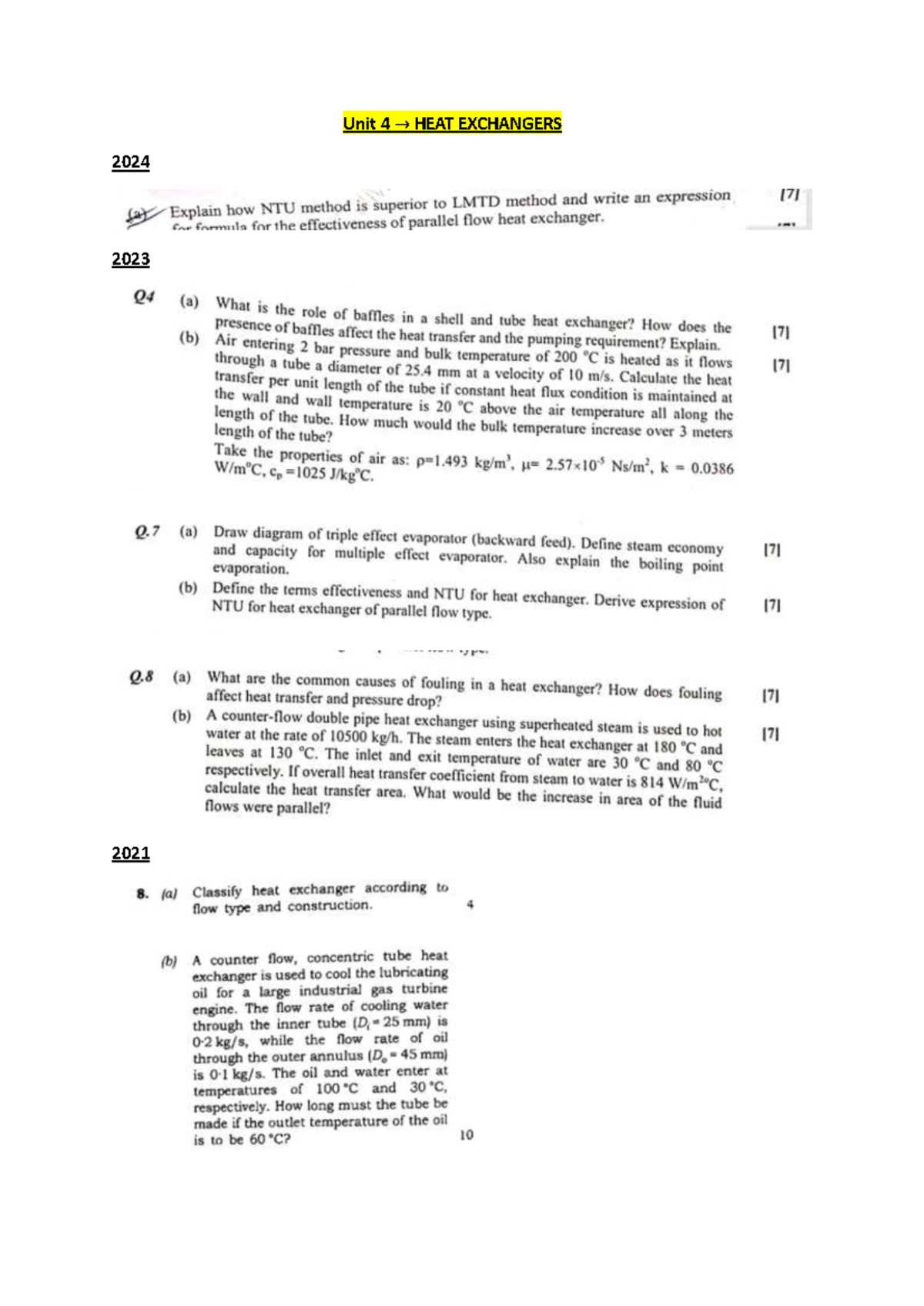 Unit 4 - Heat Exchangers: NTU vs LMTD & Effectiveness of Parallel Flow ...