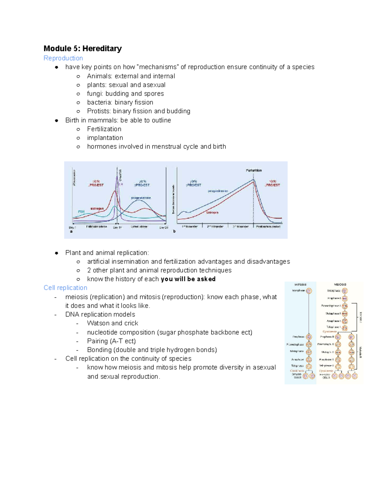 Module 5 & 6: Hereditary Reproduction & Genetic Change Study Notes ...