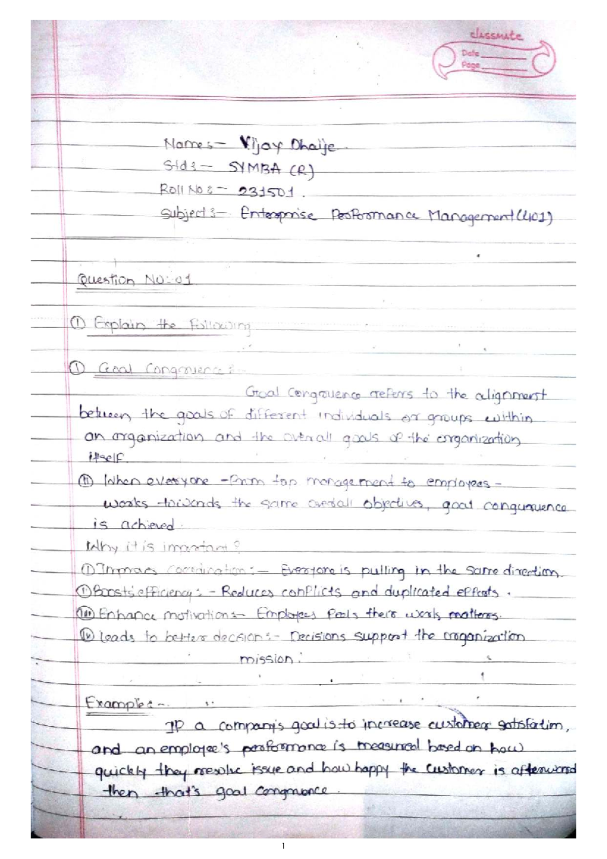 Enterprise Performance Management (401) Study Notes and Insights - Studocu