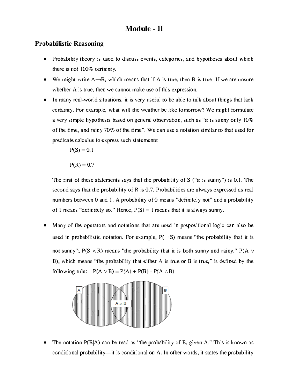 Artificial-Intelligence M2 - Module - II Probabilistic Reasoning ...