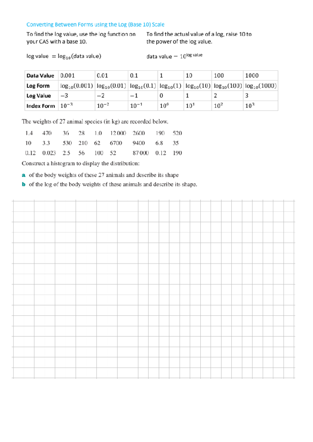 1E - Log Scale Graphs - mek - Converting Between Forms using the Log ...