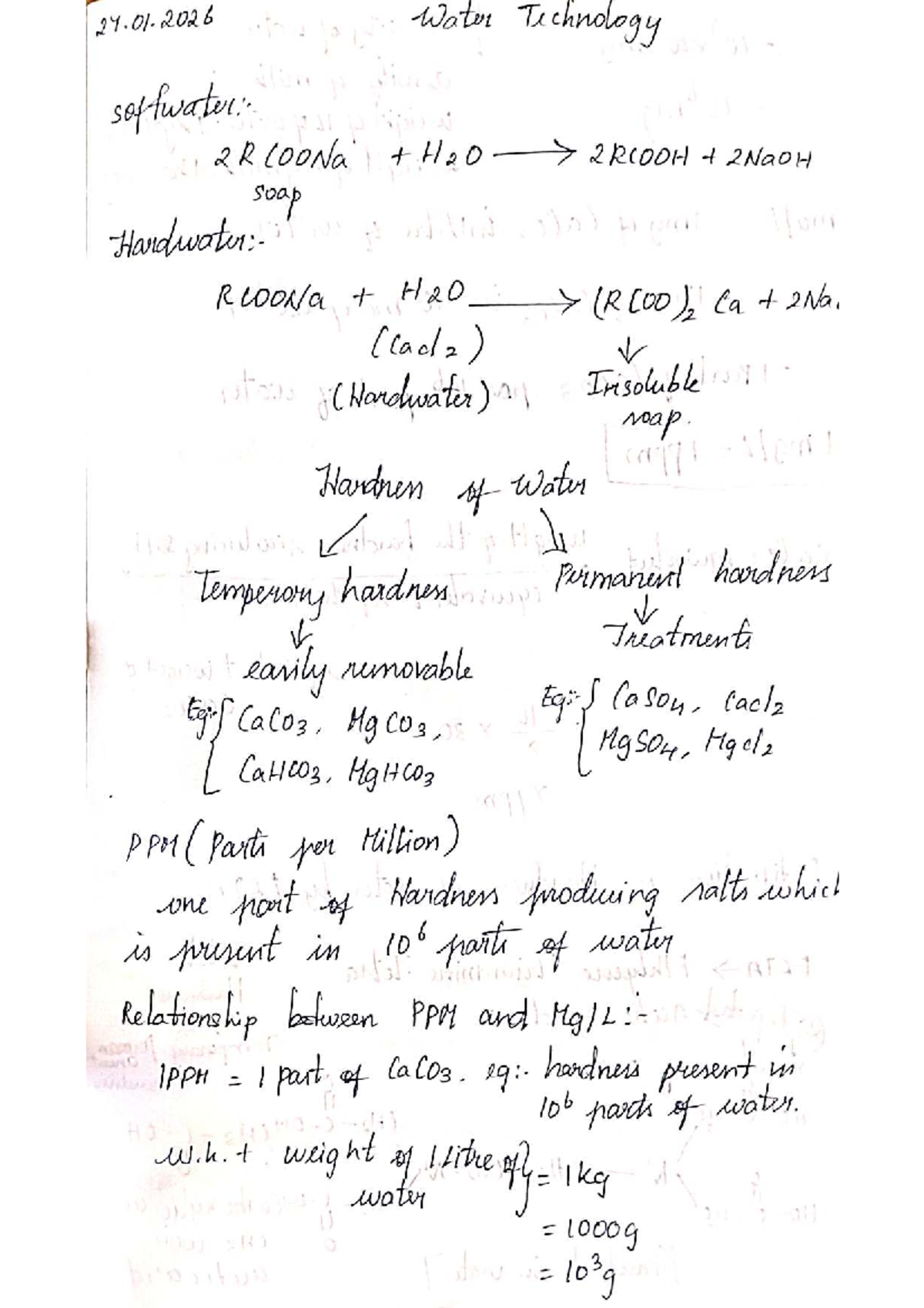 Chem -1 - Water Technology Overview and Hardness Analysis - Studocu