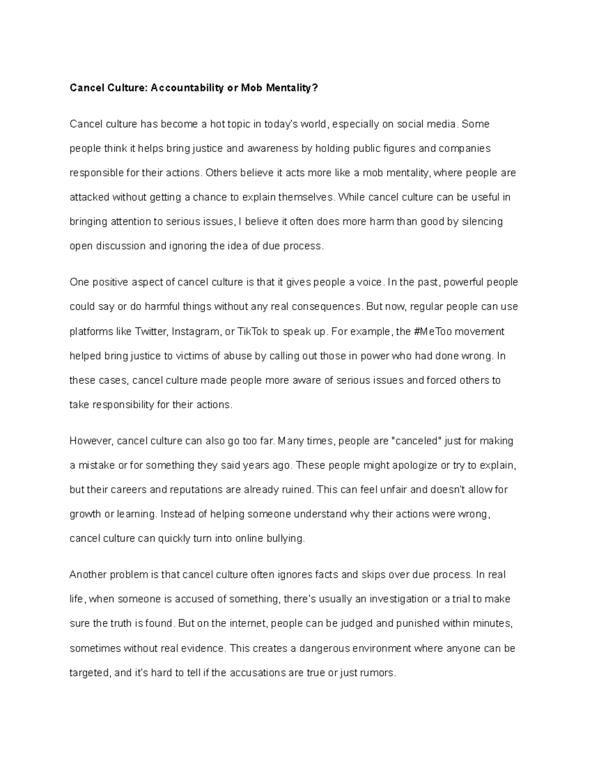 E3-3: Cancel Culture - Justice or Online Bullying? An Analysis in ENG ...