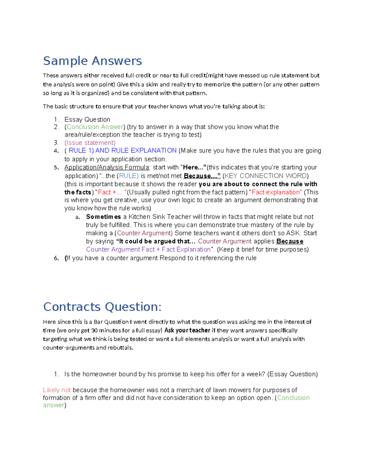 How to Structure Essay Answers Effectively for Law Exams (Course Code ...