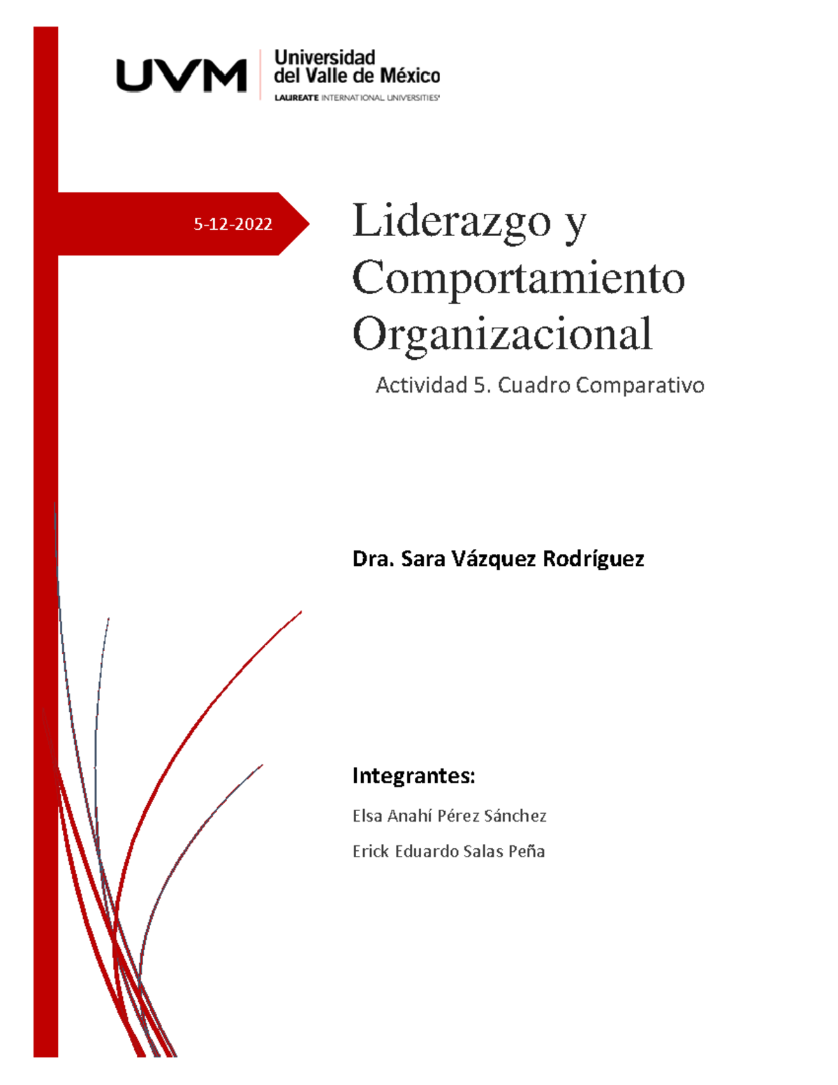 Actividad 5: Cuadro Comparativo sobre Liderazgo y Comportamiento Organizacional - Studocu