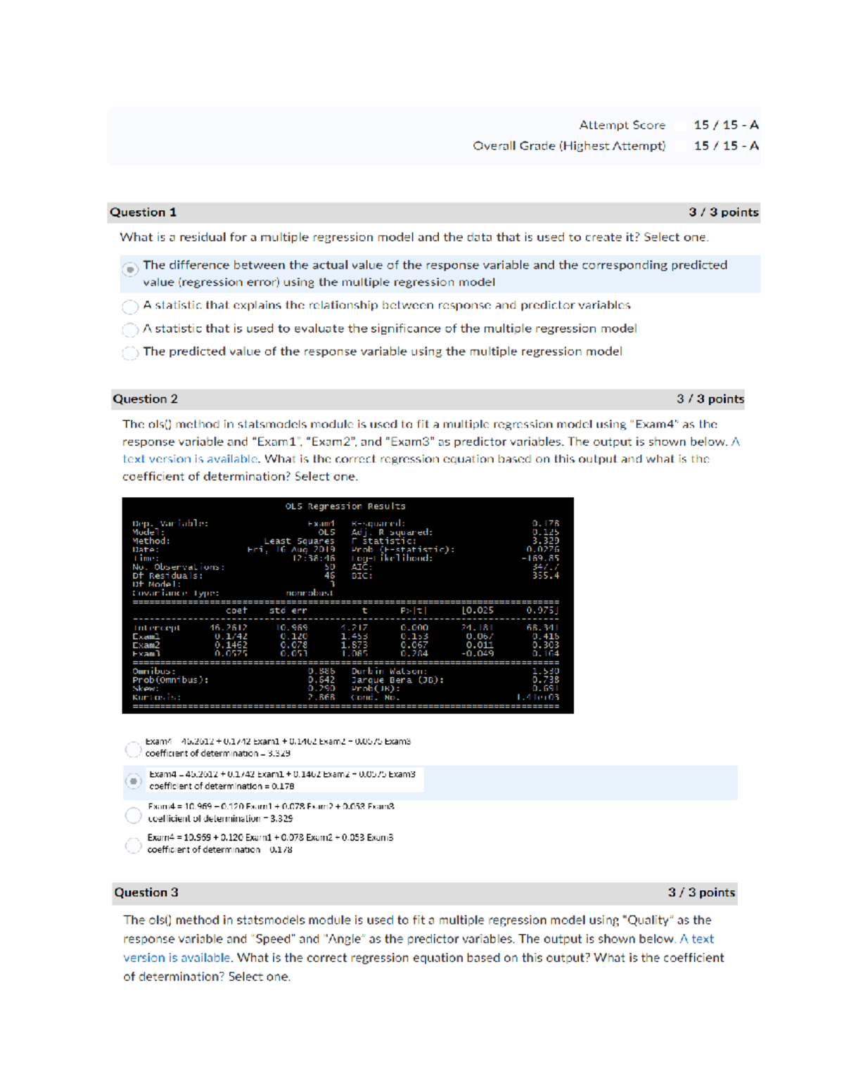 6-5 Quiz Python Functions - Attempt Score 15 15 A Overall Grade (Highest Attempt) 15 15 A ...