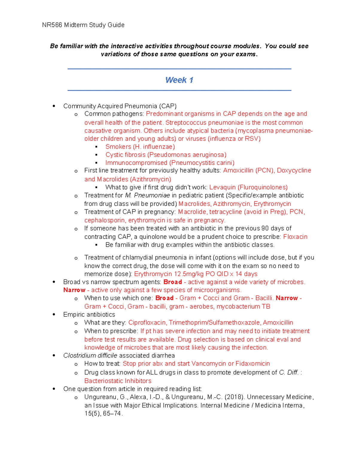NR566 Final Exam Study Guide - NR566 Final Study Guide Be familiar with ...