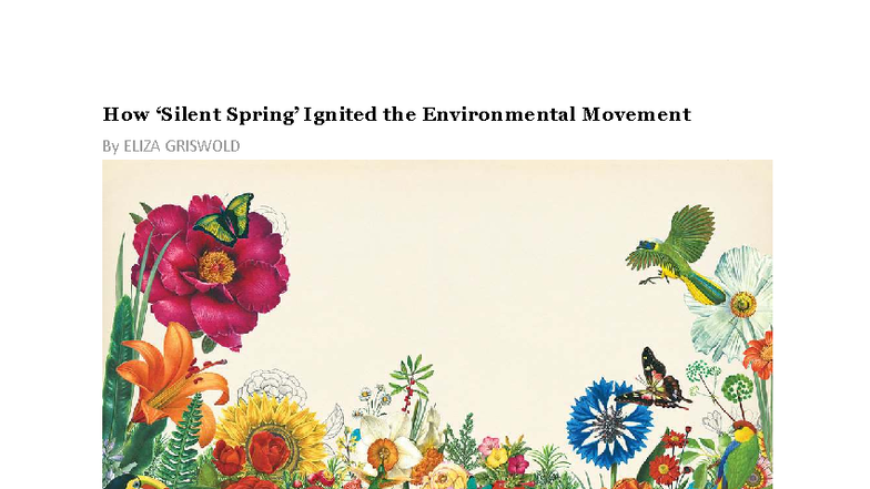 How 'Silent Spring' Ignited the Environmental Movement: ELIZA GRISWOLD ...