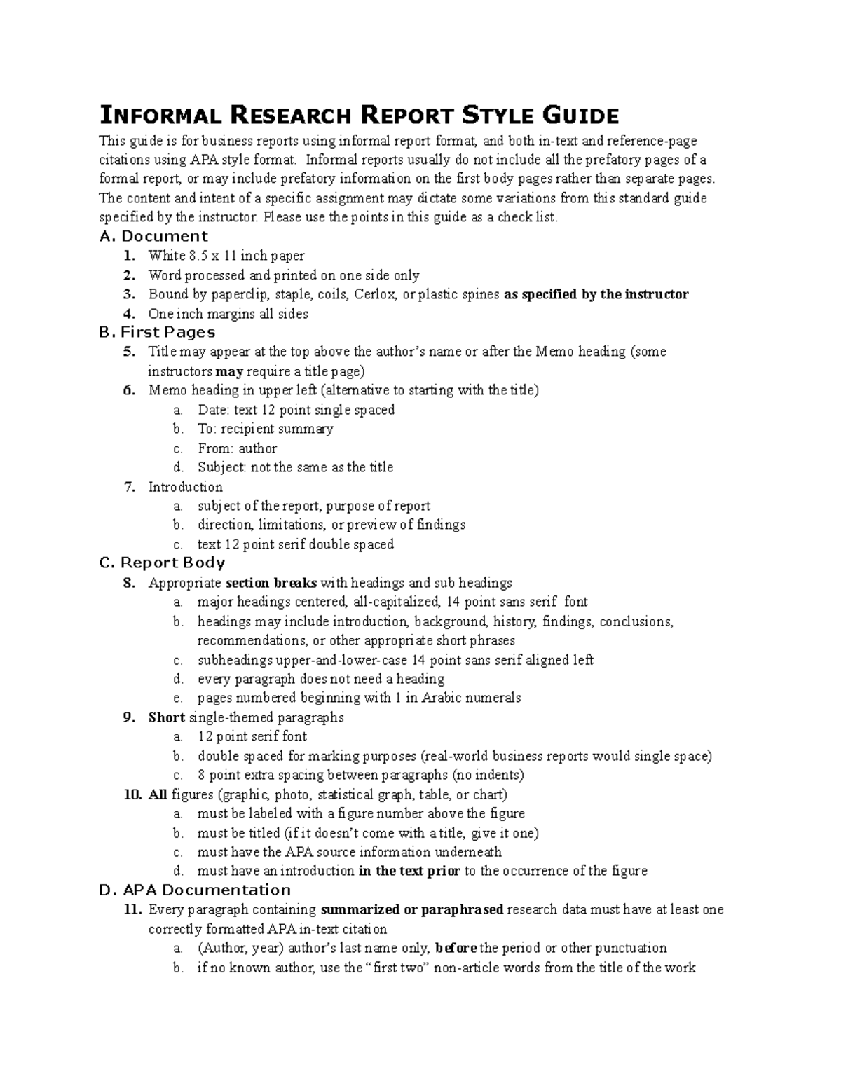 Informal Report Style Guide 2 - INFORMAL RESEARCH REPORT STYLE GUIDE ...