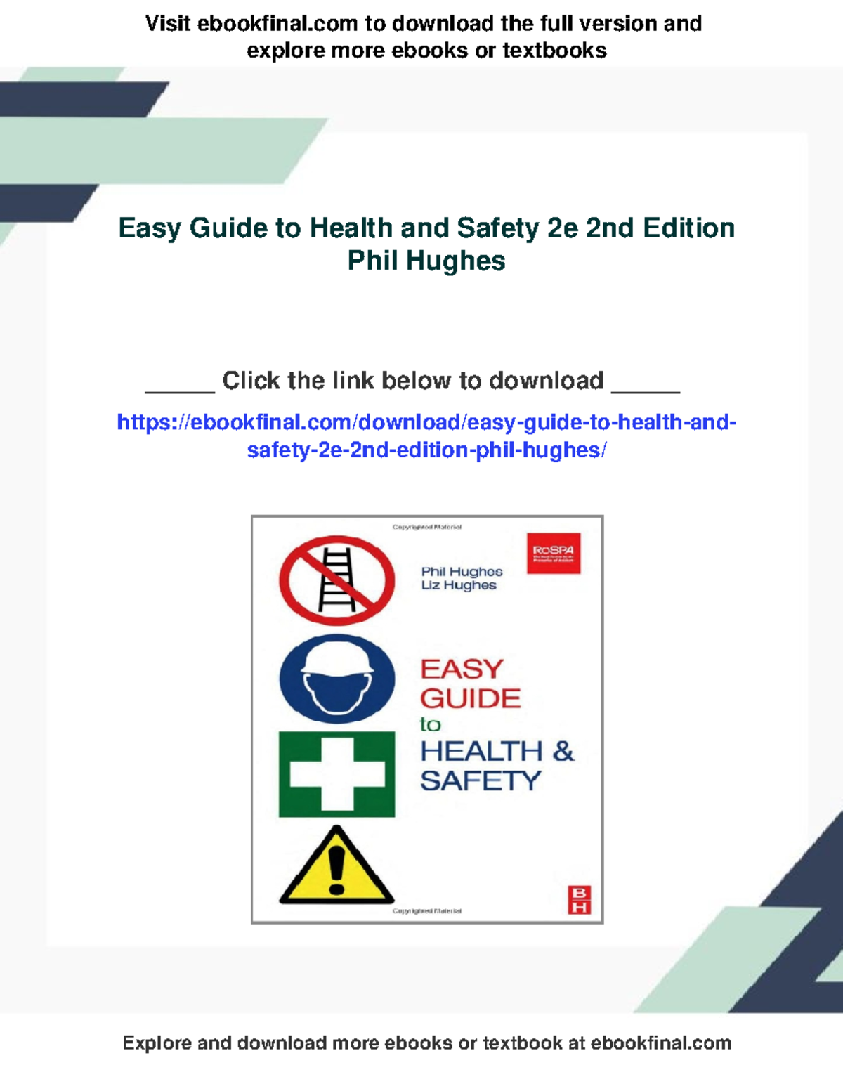 Easy Guide to Health and Safety, 2nd Edition by Phil Hughes - Studocu