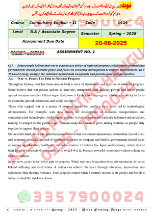 AIOU English-2 1424 PAST Papers - AIOU ENGLISH- COURSE CODE 1424 PAST PAPERS NAVEED HUSSAIN ...