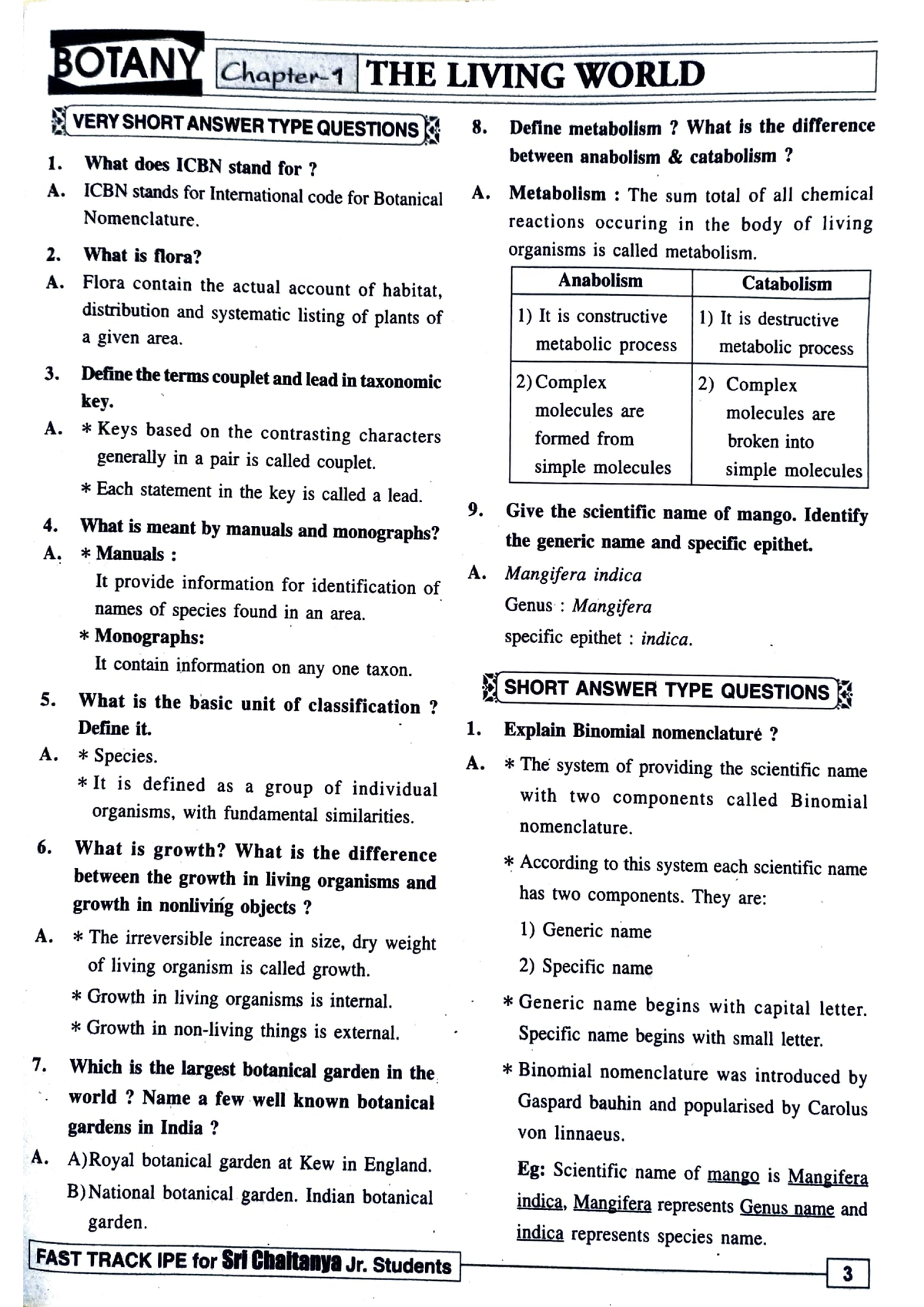 Botany - study these to get 60/60 - BOTANY 1 THE LIVING WORLD VERY ...